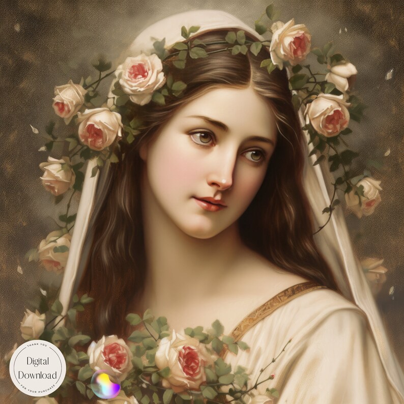 Mother Mary Serene Portrait Art Catholic Devotion Mary - Etsy