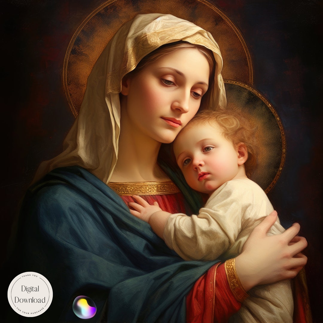 Mother Mary and Baby Jesus Printable Art 69 | Instant Download | Easter ...