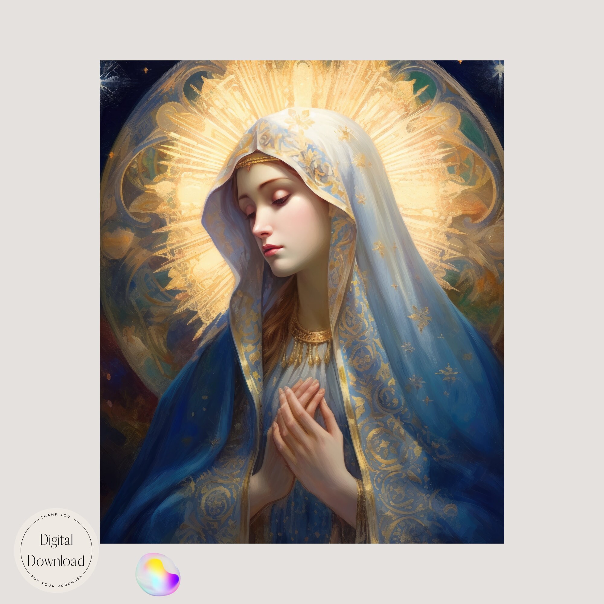 Mother Mary Religious Printable Art 580 Instant Download Immaculate ...