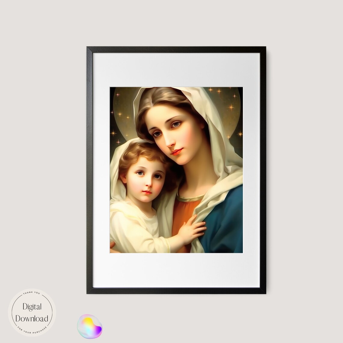 Mother Mary and Baby Jesus Printable Art 57 Instant Download Catholic ...