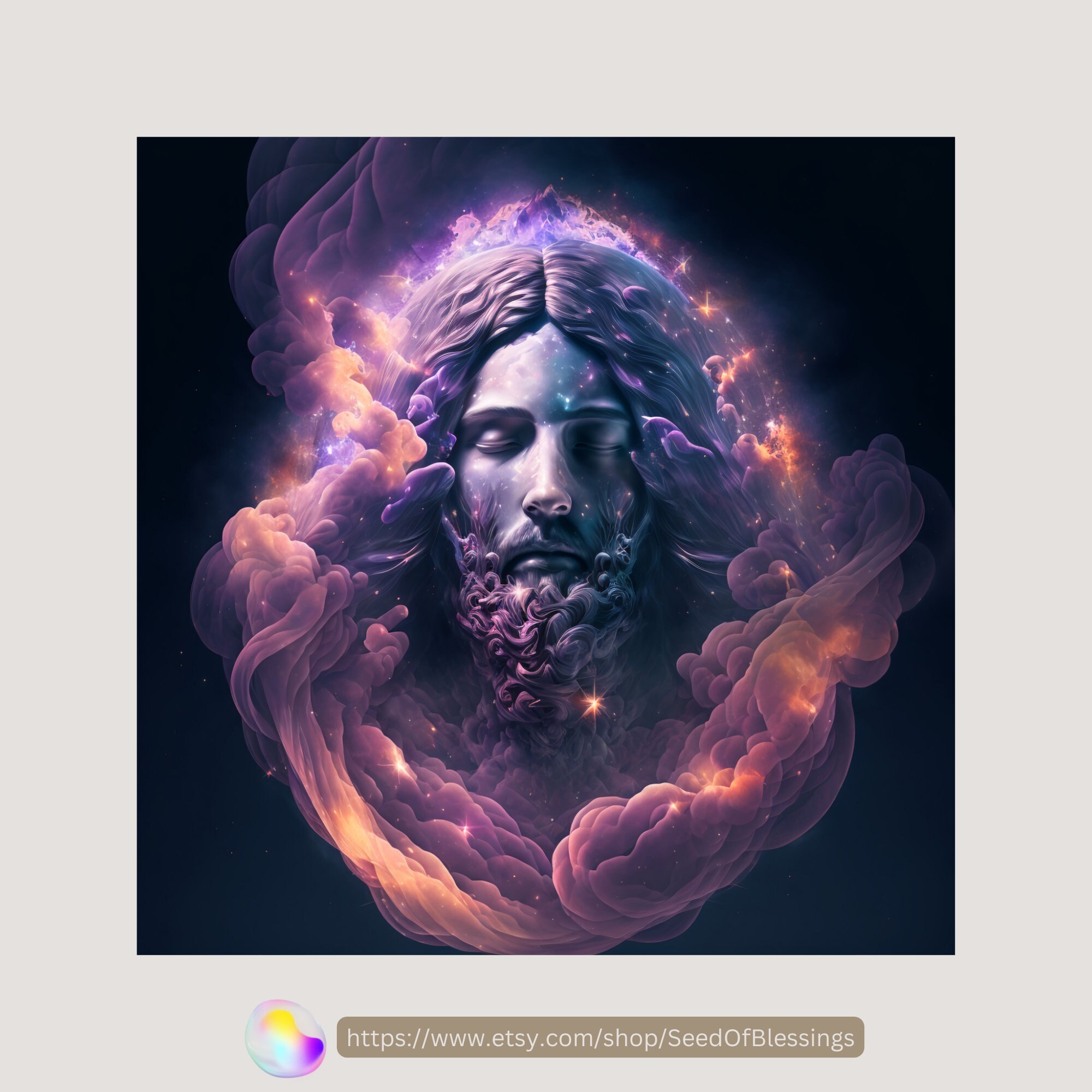 Jesus Christ Portrait Illustration Poster Galaxy Jesus Space Jesus ...