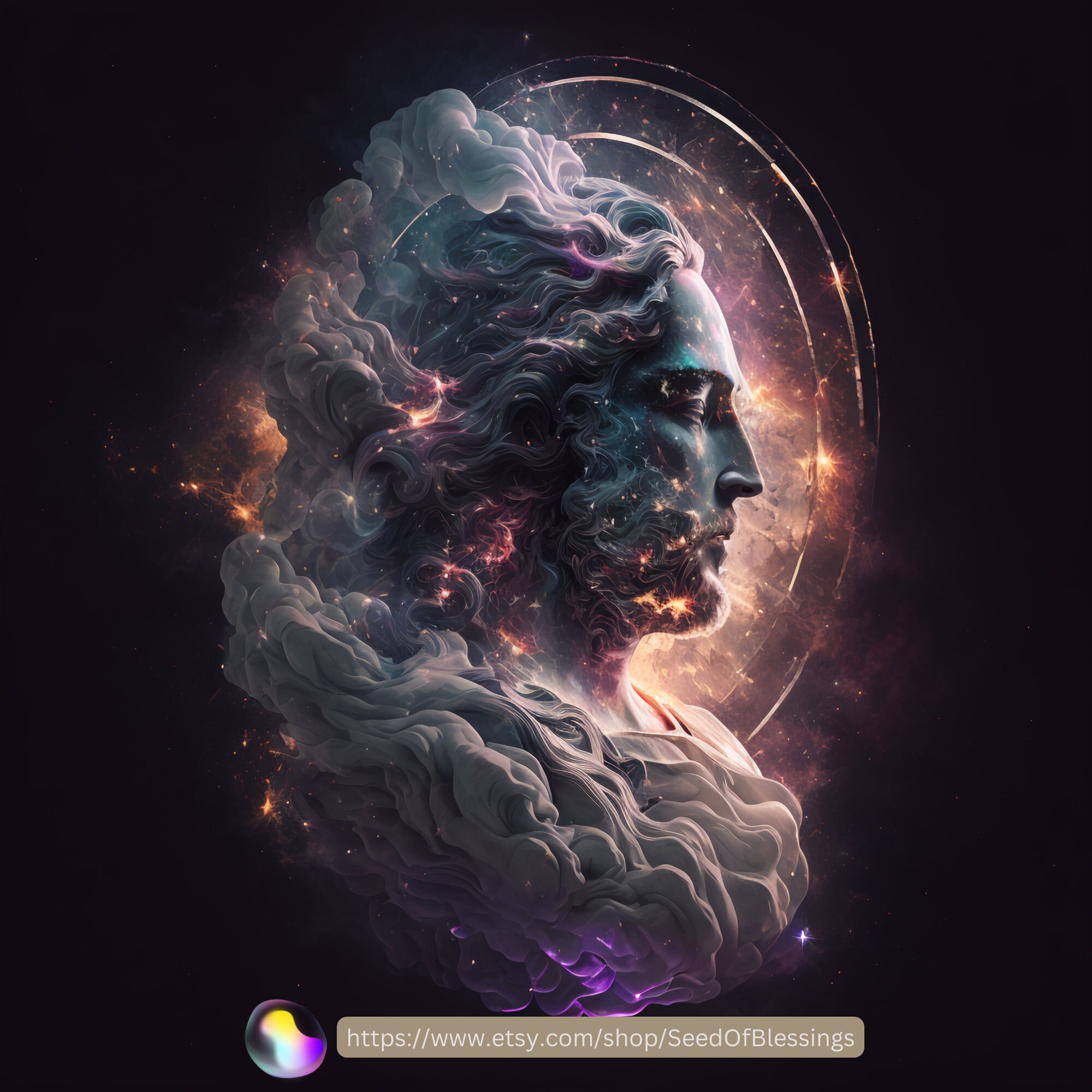 Jesus Christ Portrait Illustration Poster Galaxy Jesus Space Jesus ...