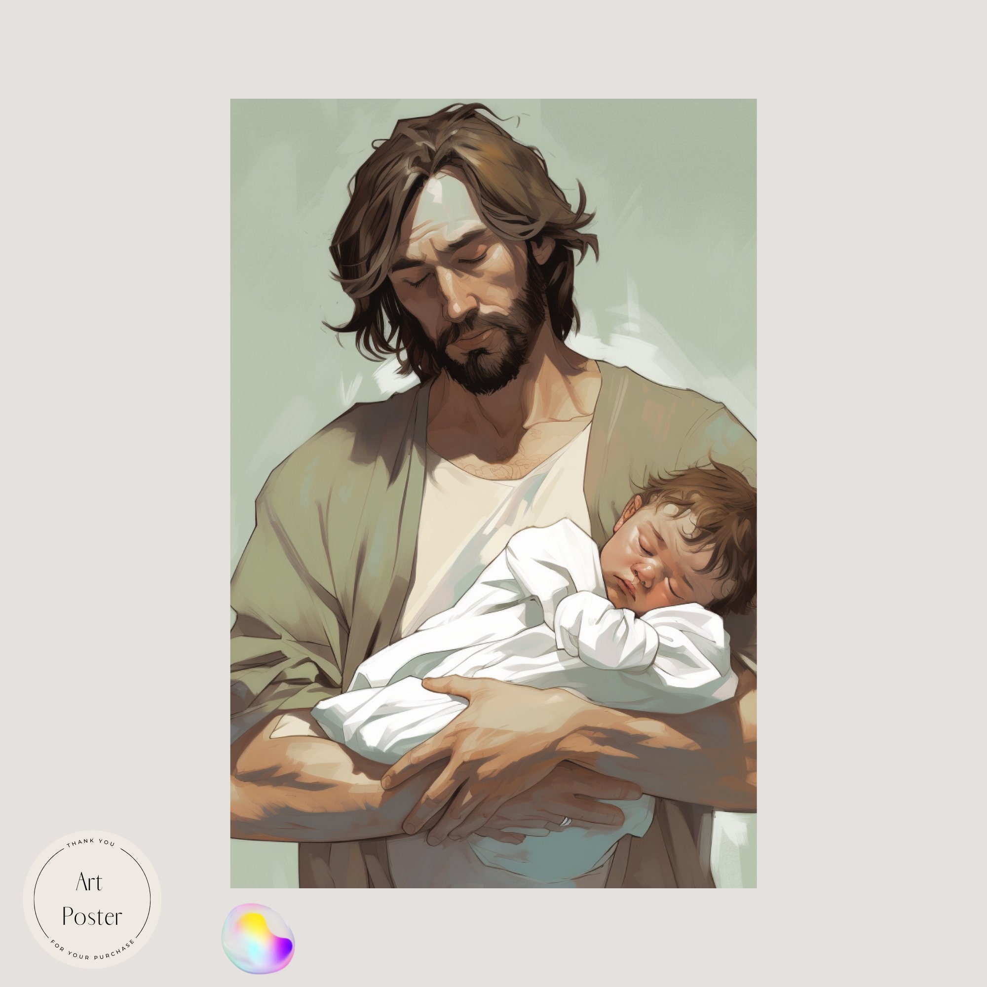 Tender Embrace of Jesus Christ, Religious Art Print, Jesus Holding ...