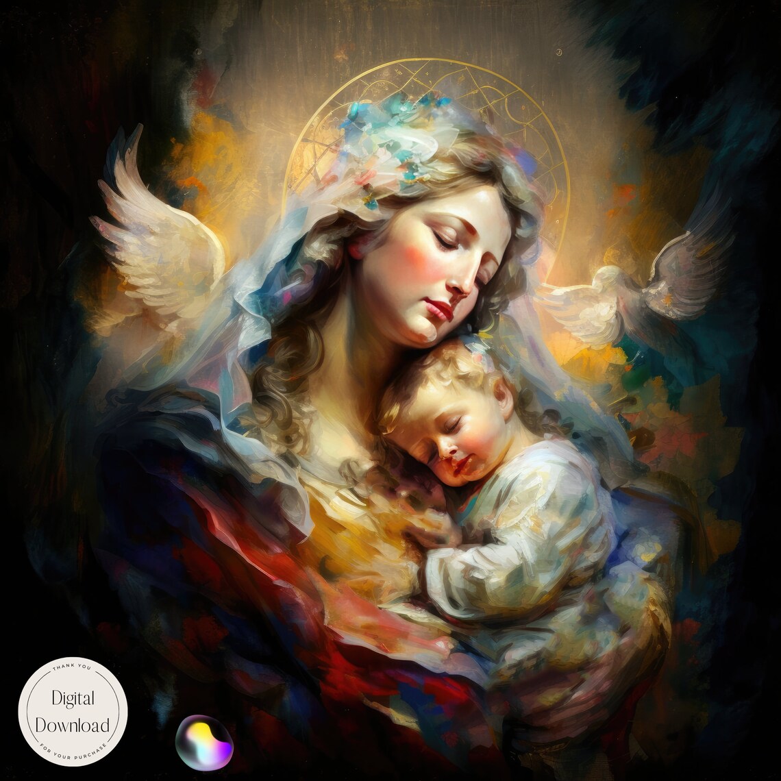 Marian Symbolism Inspirational Art | Mother Mary Religious Printable ...