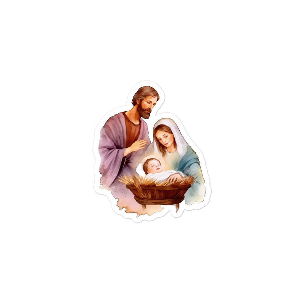 Nativity Scene Sticker Mary Joseph and Baby Jesus Sticker Kiss-cut ...
