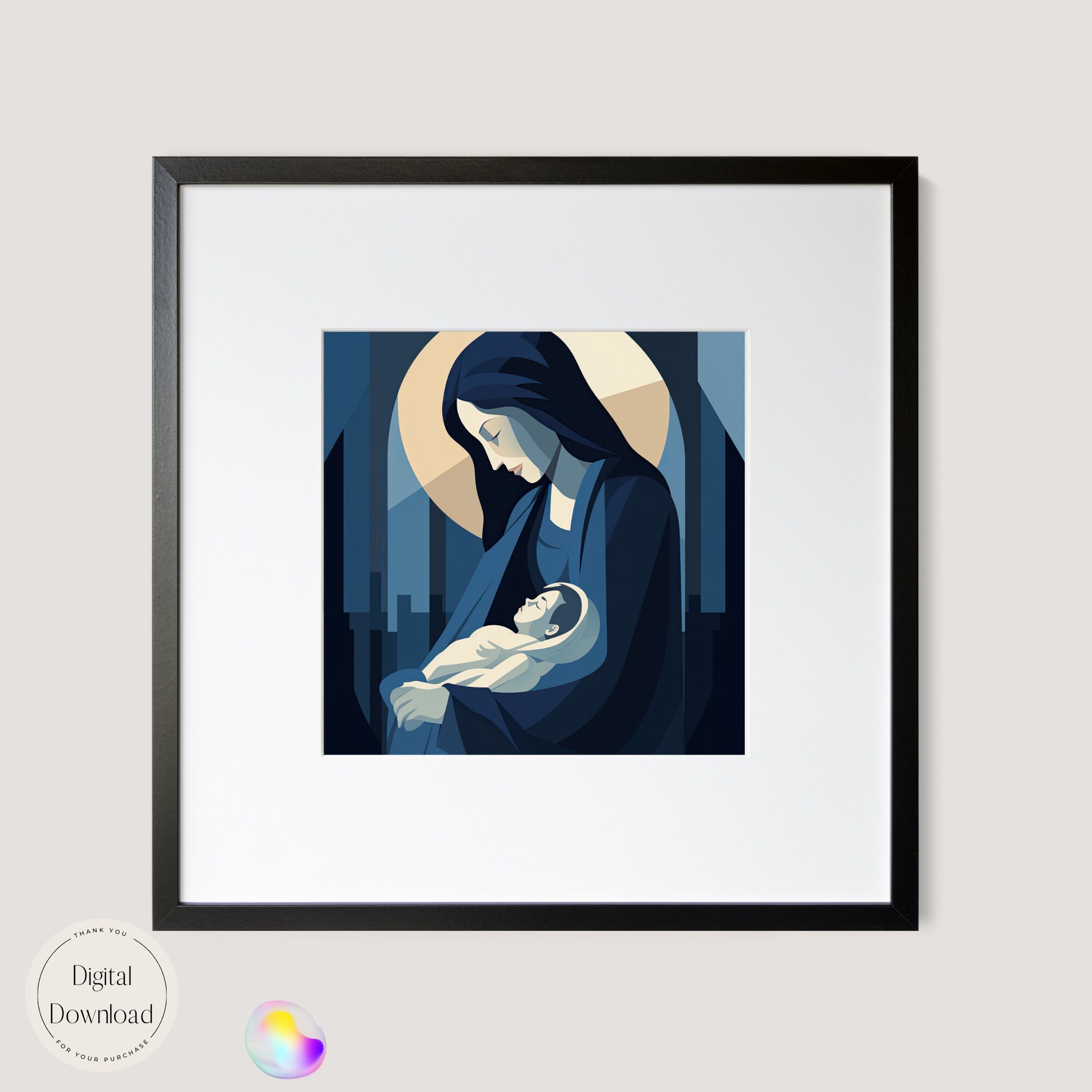 Mother Mary and Baby Jesus Printable Art 84 Instant Download Holy ...