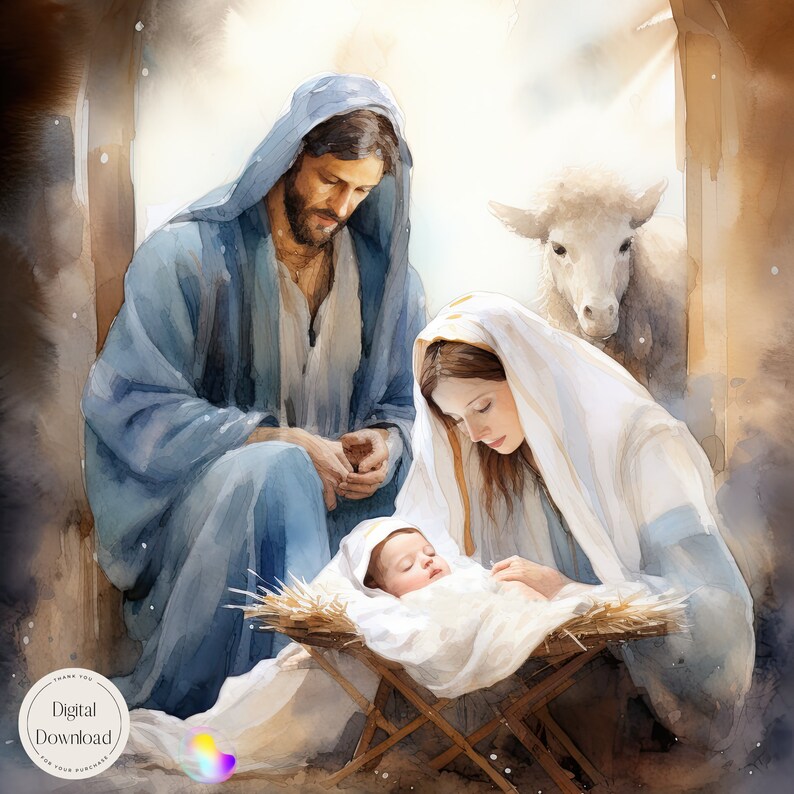 Nativity Scene Printable Art 6 | Instant Download | Whimsical Nativity ...