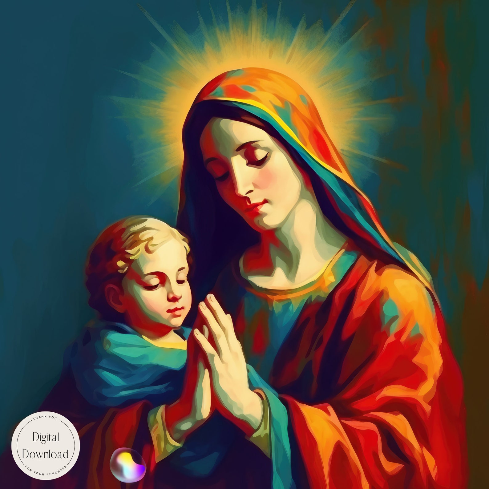 Mother Mary and Baby Jesus Printable Art 28 | Instant Download ...