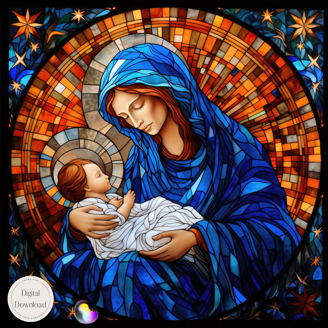 Mother Mary and Baby Jesus Printable Art 83 Instant Download Elegant ...