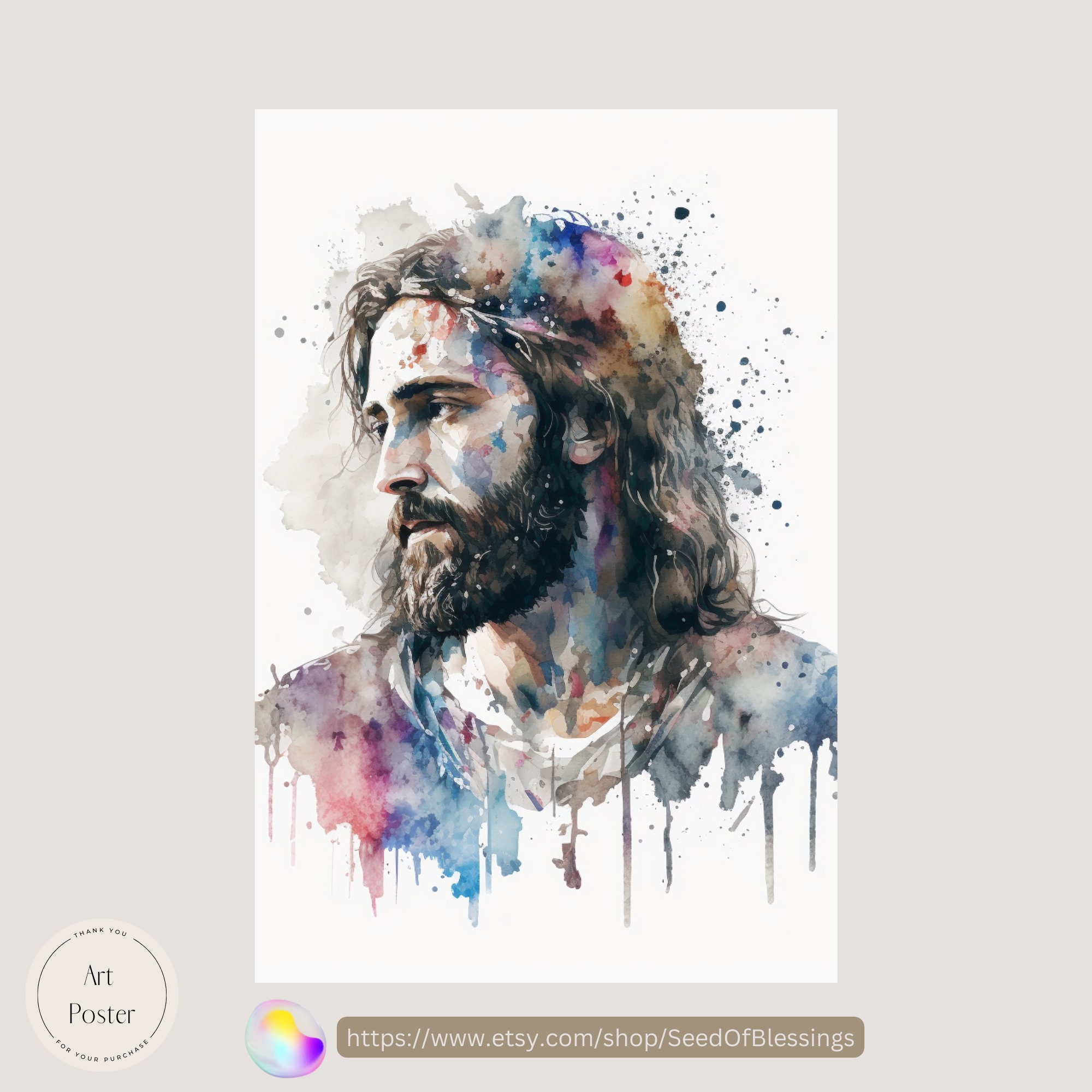 Jesus Christ Portrait Religious Wall Art Christian Decor Catholic Gift ...