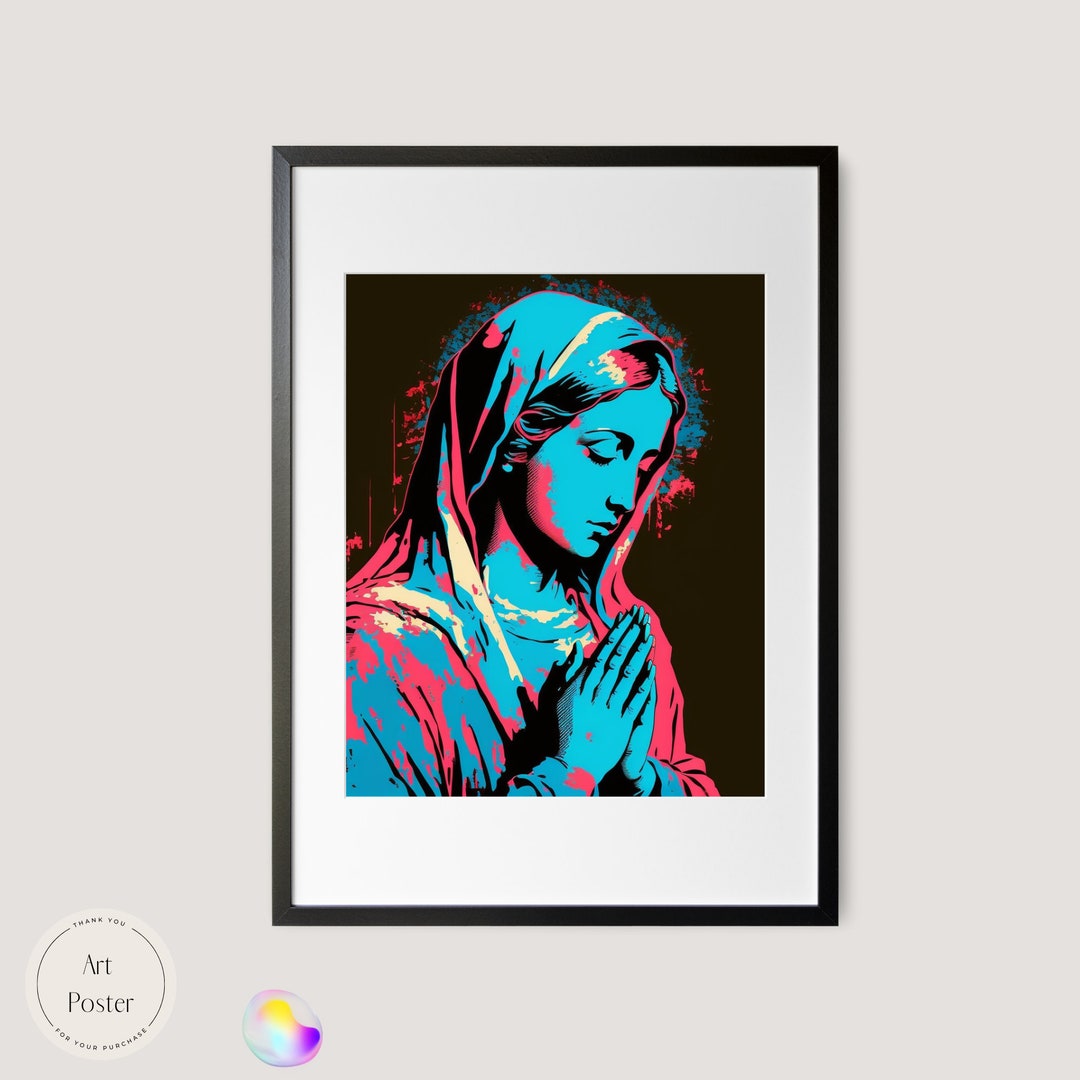 Pop Art Mother Mary Portrait: Vibrant and Colorful Wall Art, Art Poster ...
