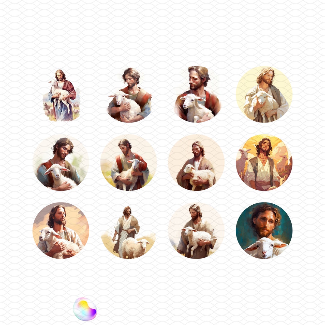 Jesus Holding A Lamb Stickers | Jesus Christ Sticker Sheet - Circle ...