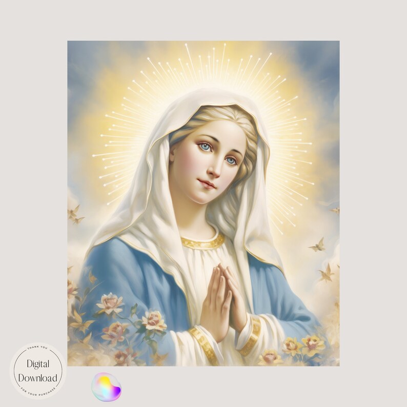 Virgin Mary Graceful Art Prints Mother Mary Religious - Etsy