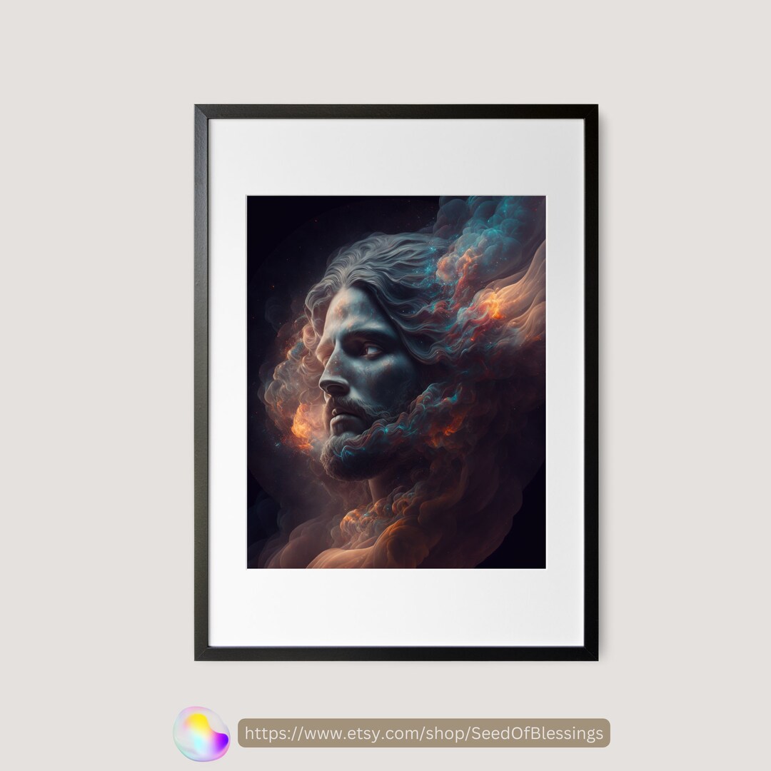 Jesus Christ Portrait Illustration Poster Galaxy Jesus Space Jesus ...