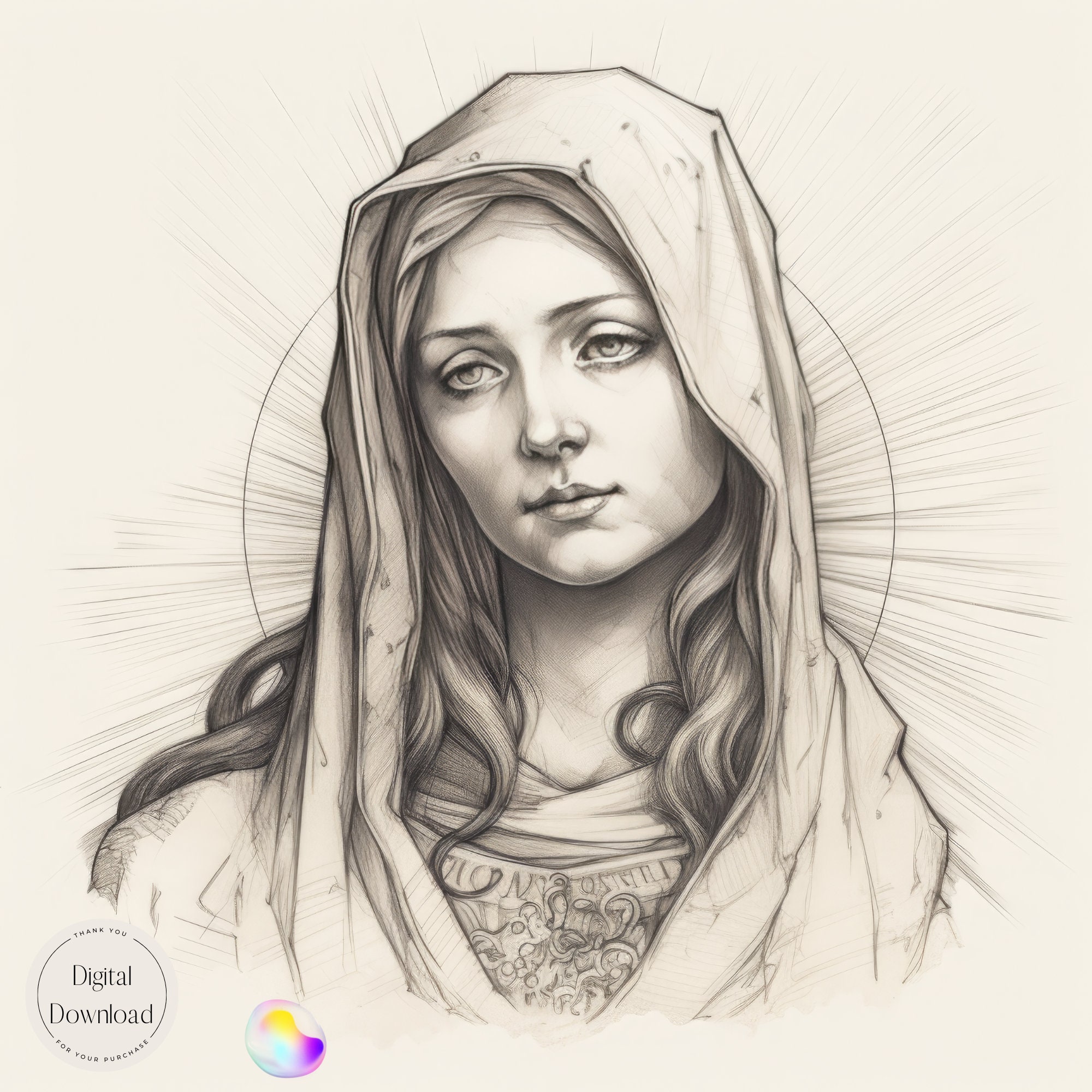 Elegant Virgin Mary Devotion Decor Mother Mary Religious Printable Art ...