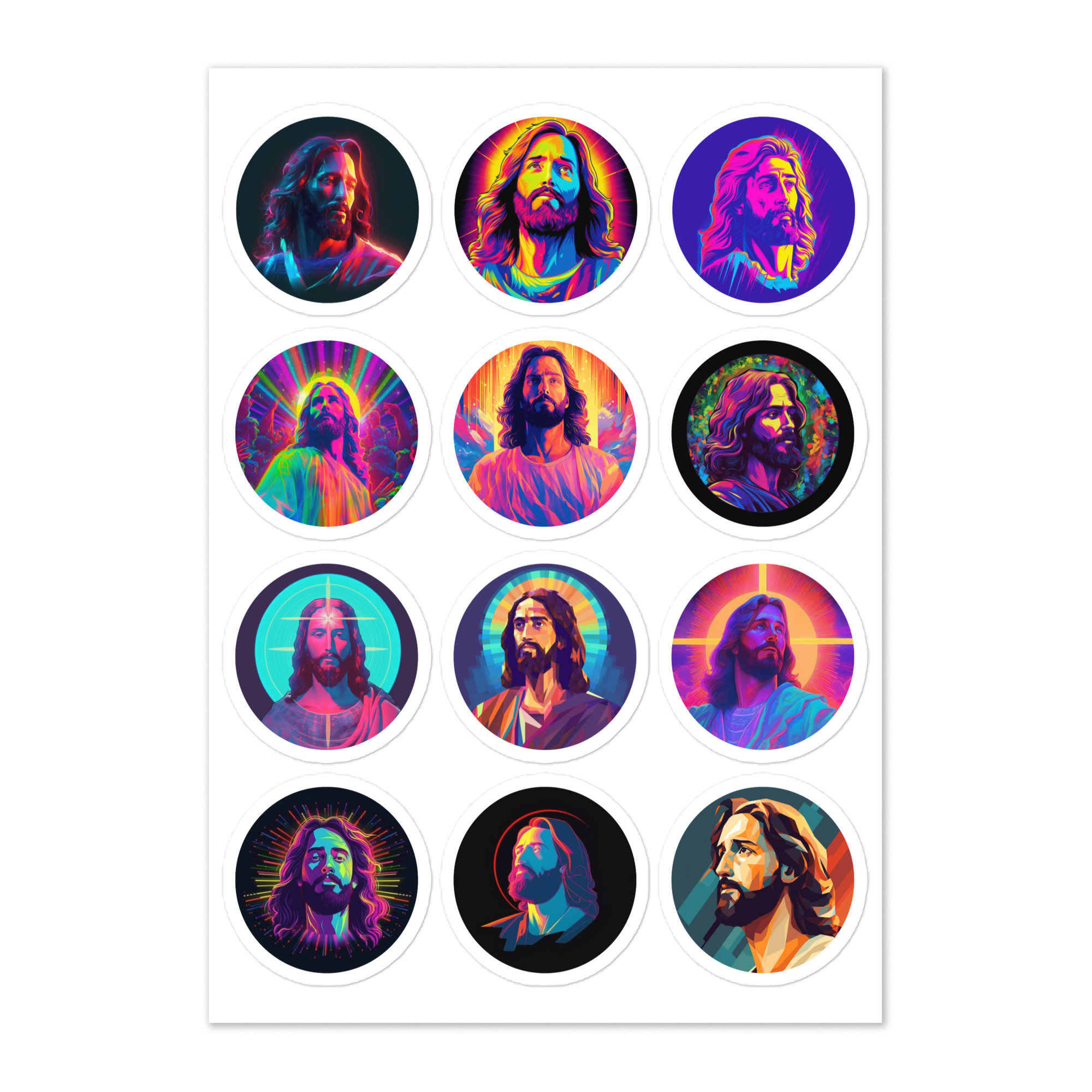 Jesus Christ Sticker Sheet Circle Stickers 12 Jesus Decals Ideal for ...