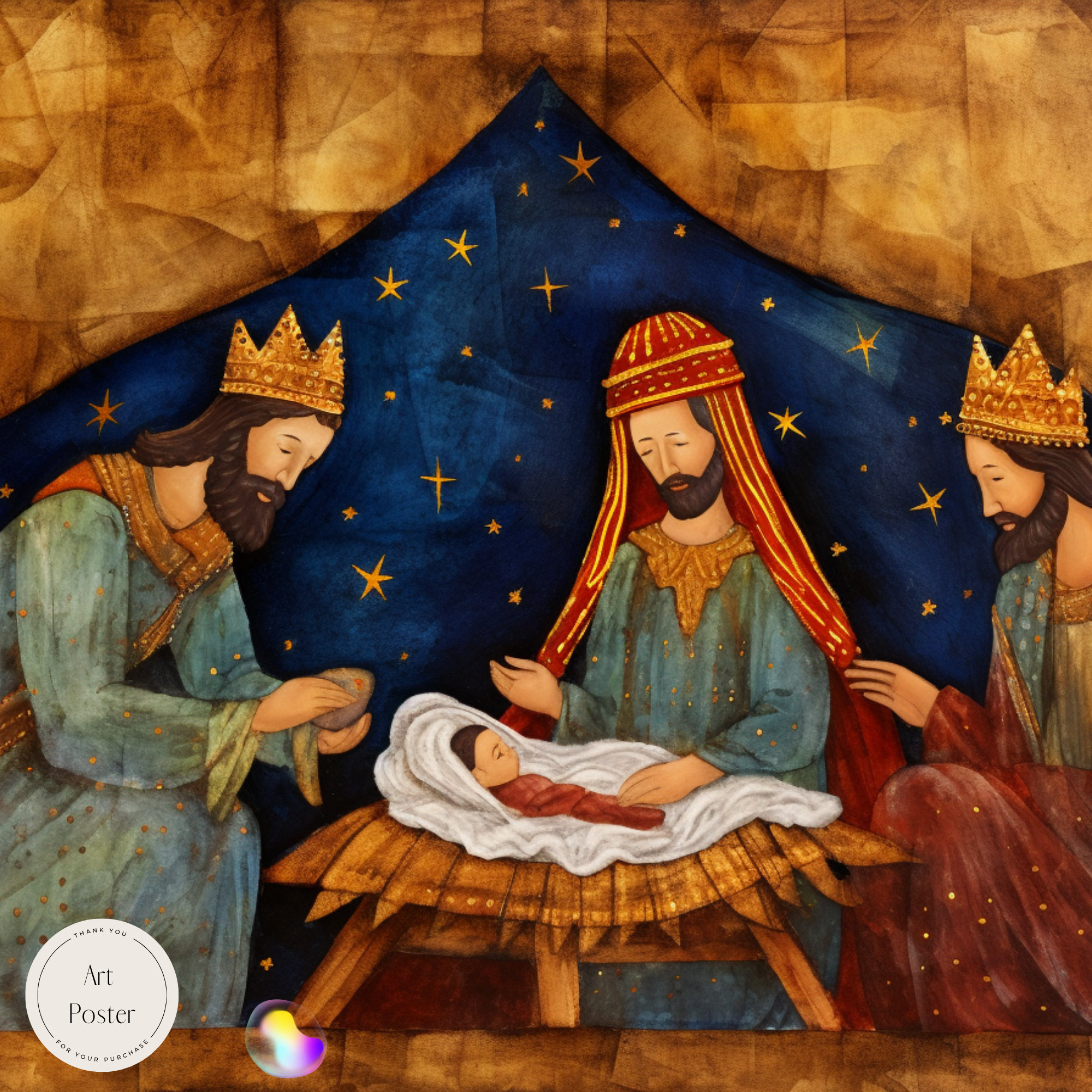 Nativity Scene Art Poster Evoke the Spirit of Christmas With This ...