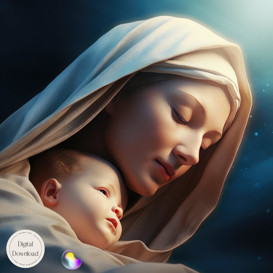 Mother Mary and Baby Jesus Printable Art 17 | Instant Download | A ...