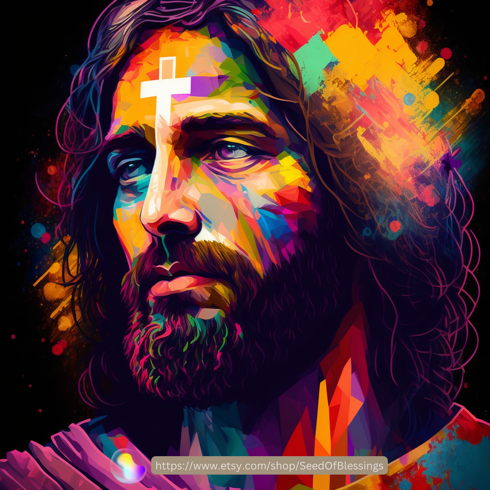 Jesus Christ Portrait Illustration Poster Anime Jesus Spiritual Art ...