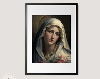 Mary Queen Of Heaven Custom Digital Oil Painting Digital Etsy