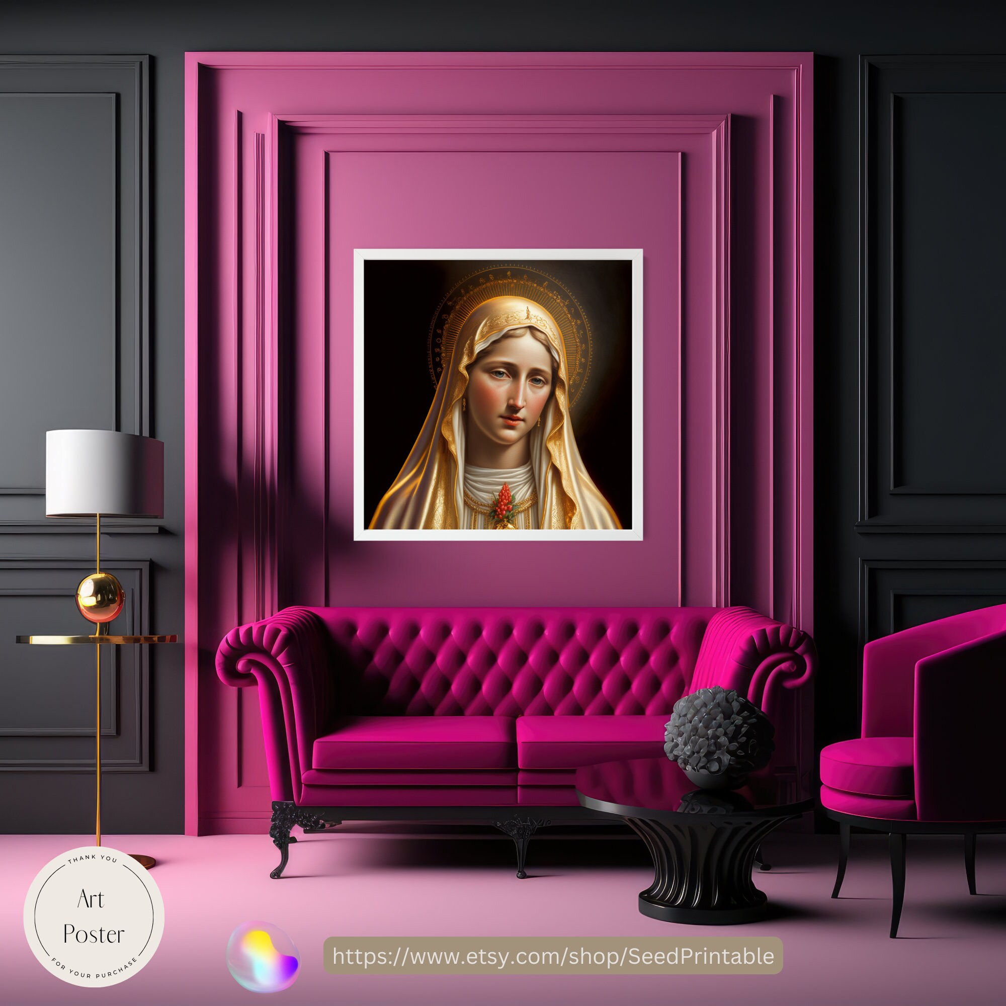Mary, Queen of Heaven Portrait Religious Art Christian Wall Decor ...