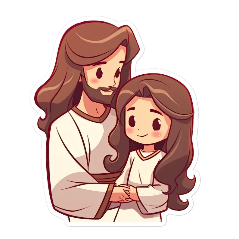 Jesus With Children Sticker, Jesus Christ Sticker Kiss-cut & Bubble ...