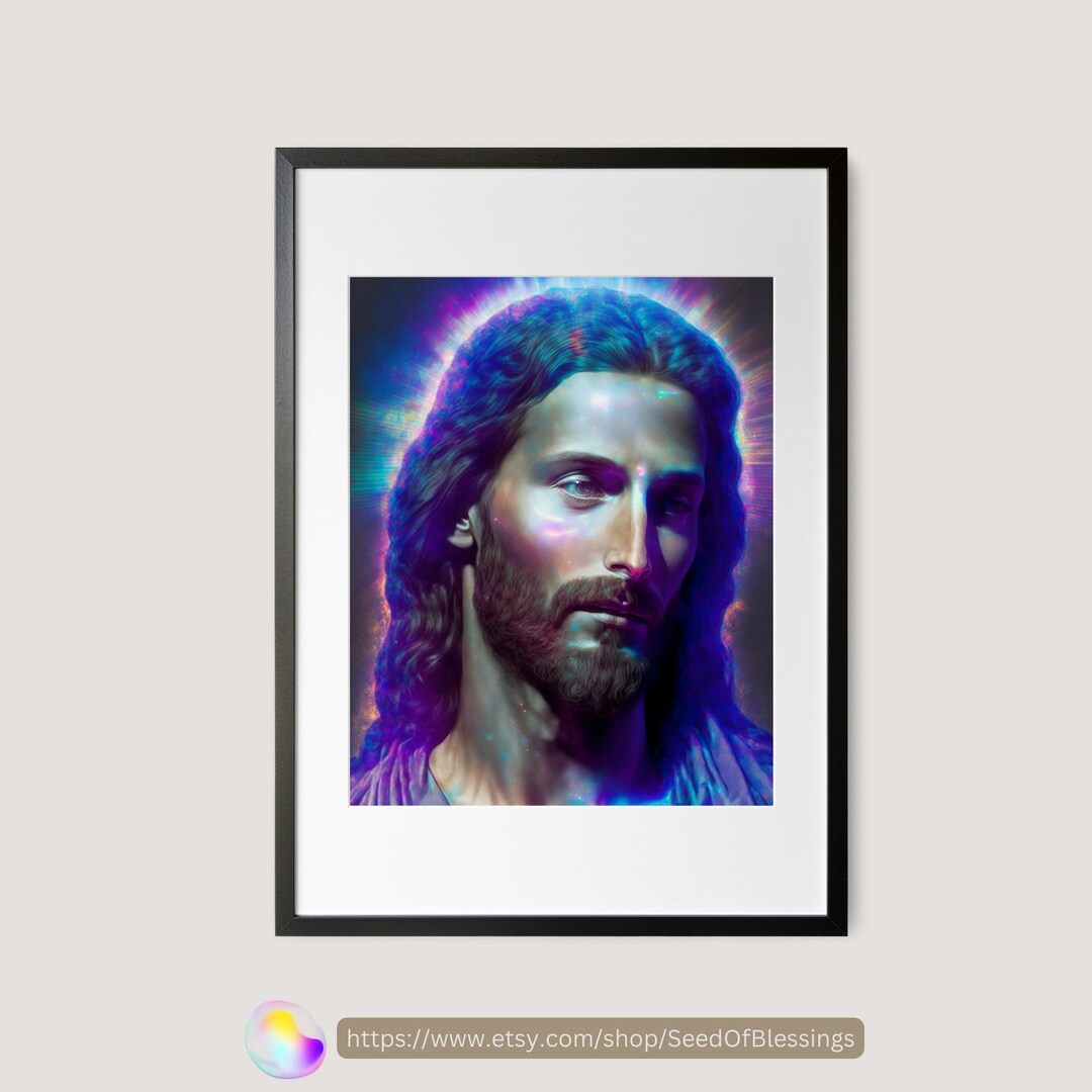 Jesus Christ Portrait Illustration Poster Synthwave Jesus Cyberpunk ...