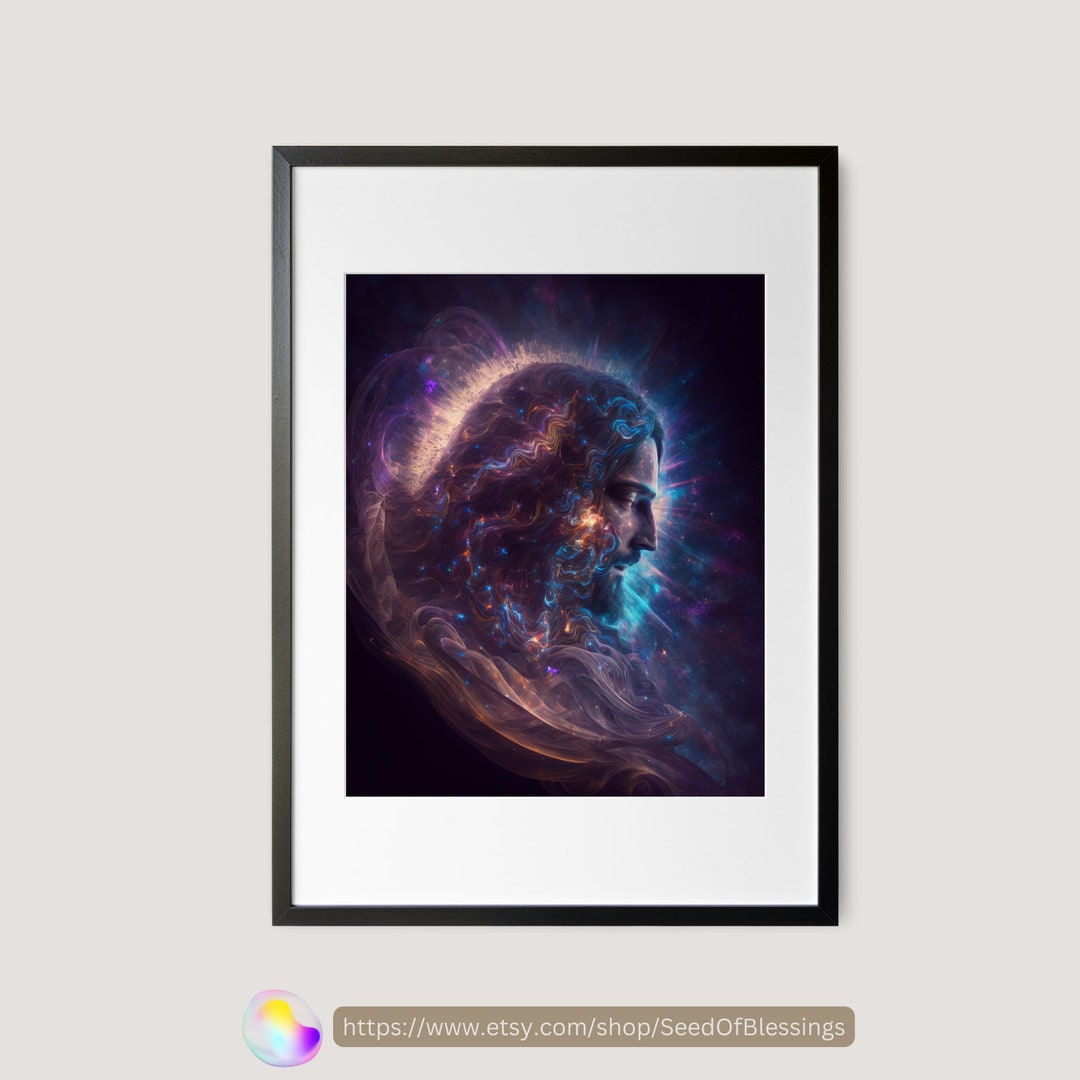 Jesus Christ Portrait Illustration Poster | Galaxy Jesus | Space Jesus ...
