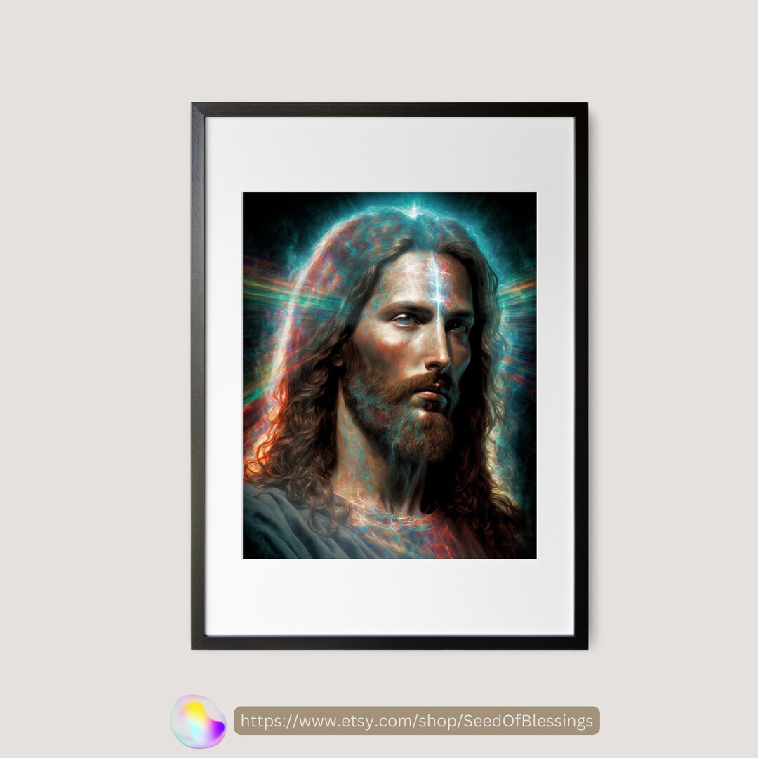 Jesus Christ Portrait Illustration Poster | Holographic Jesus ...