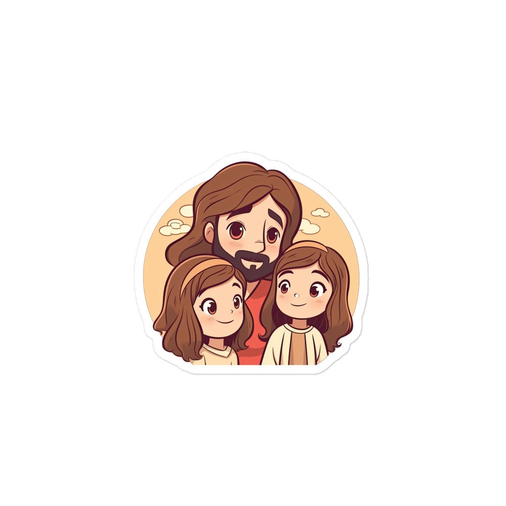 Jesus With Children Sticker, Jesus Christ Sticker Kiss-cut & Bubble ...