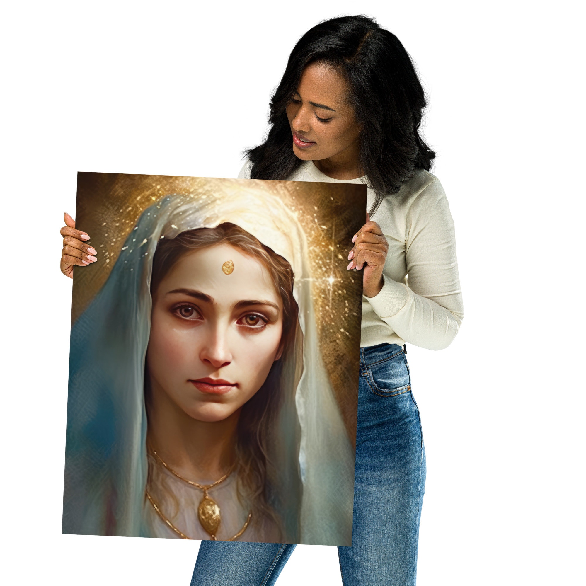 Mary, Queen of Heaven Portrait Religious Art Christian Wall Decor ...