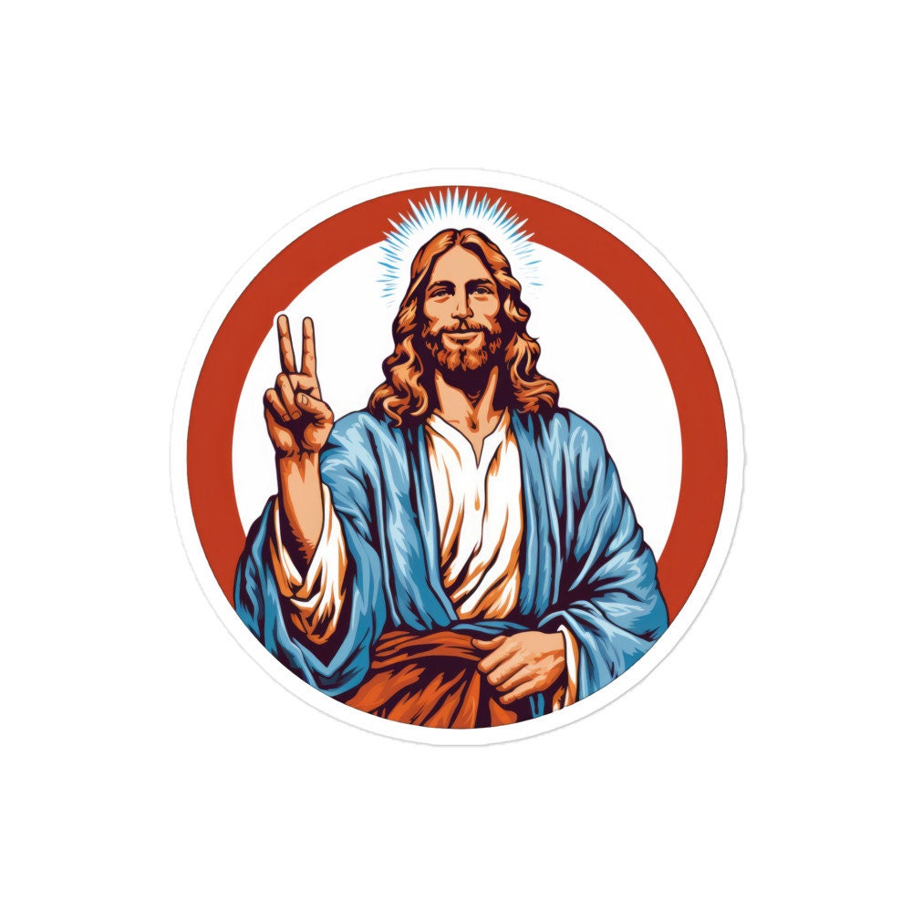 Peace Sign Jesus Sticker Jesus Christ Decal Kiss-cut & Bubble-free ...