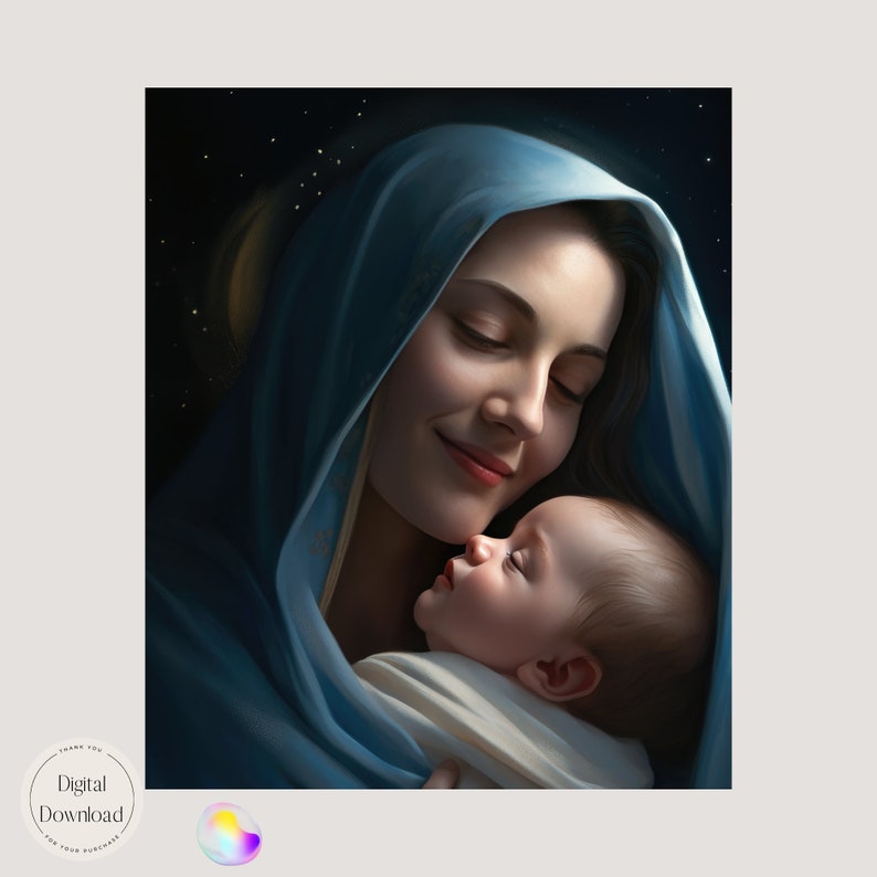 Mother Mary and Baby Jesus Printable Art 18 Instant Download the Birth ...