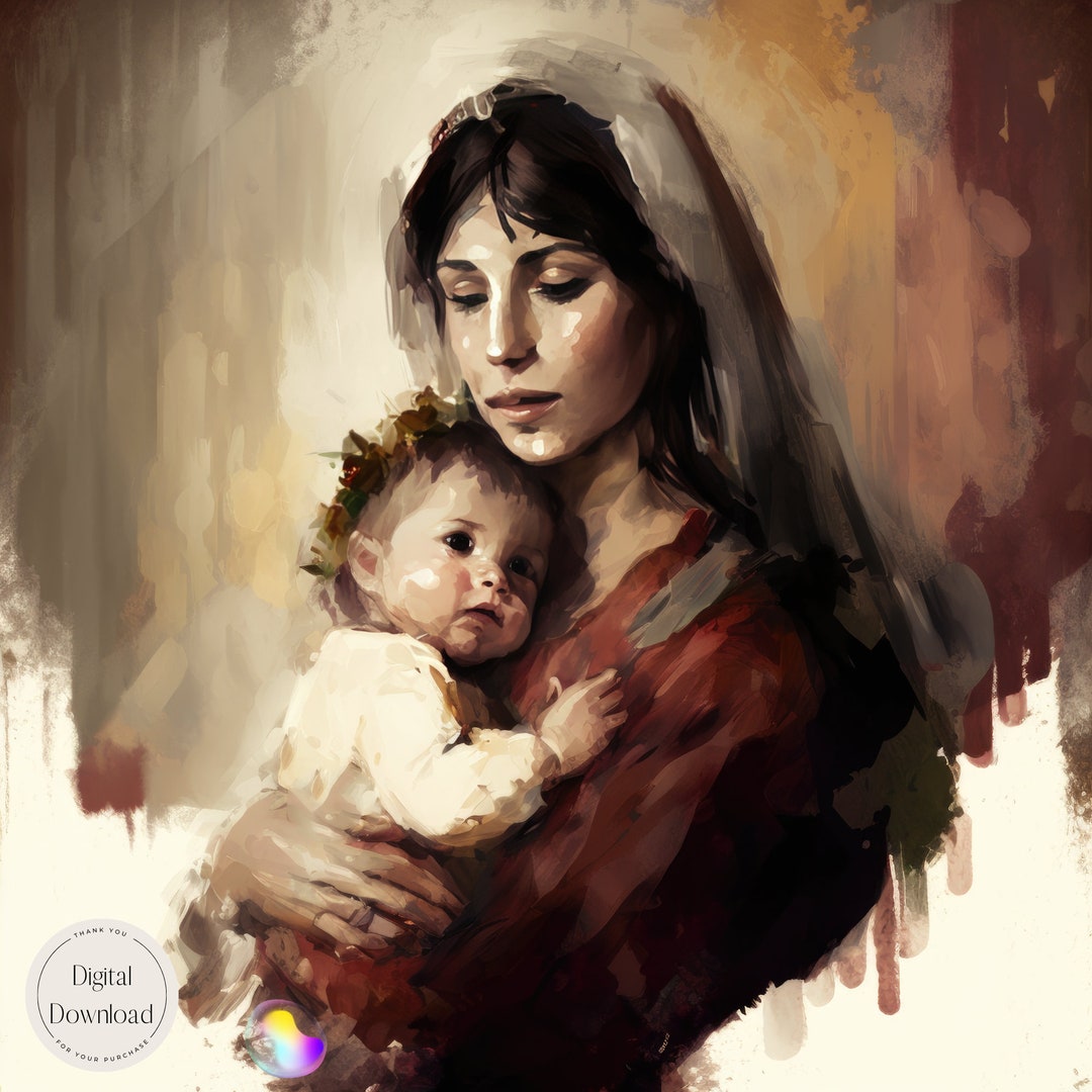 Mary of Nazareth Religious Art | Mother Mary Religious Printable Art ...