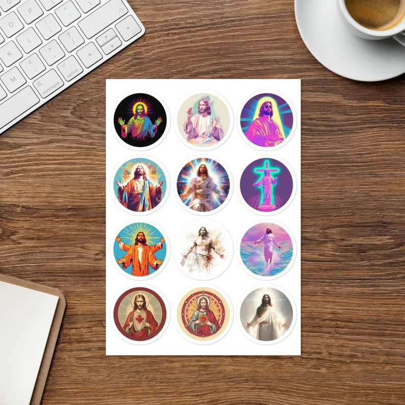 Praising Jesus Jesus Christ Sticker Sheet Circle Stickers 53 Enhance ...