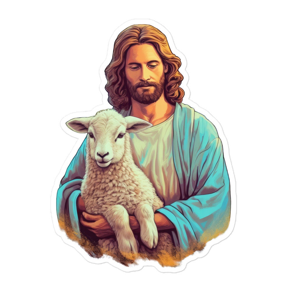 Redemptive Love of Jesus Christ Sticker for Faith-based Art Cute Jesus ...