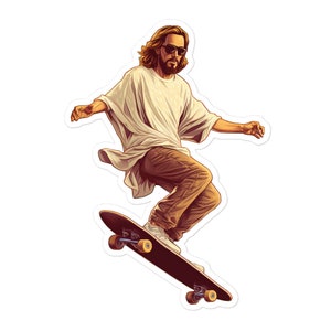 Jesus Skateboarding Sticker | Jesus Christ Decal | Kiss-cut & Bubble ...