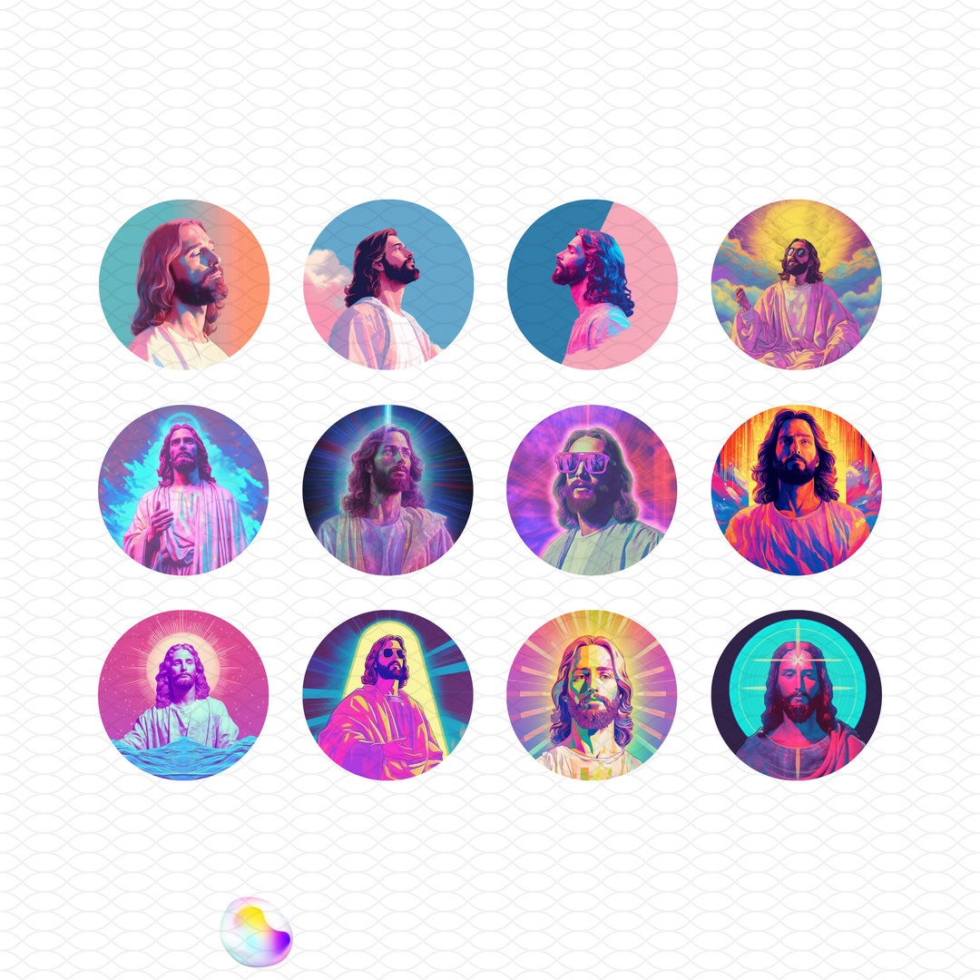 12x Jesus Christ Sticker Sheet - Circle Stickers 16 | Ideal for ...