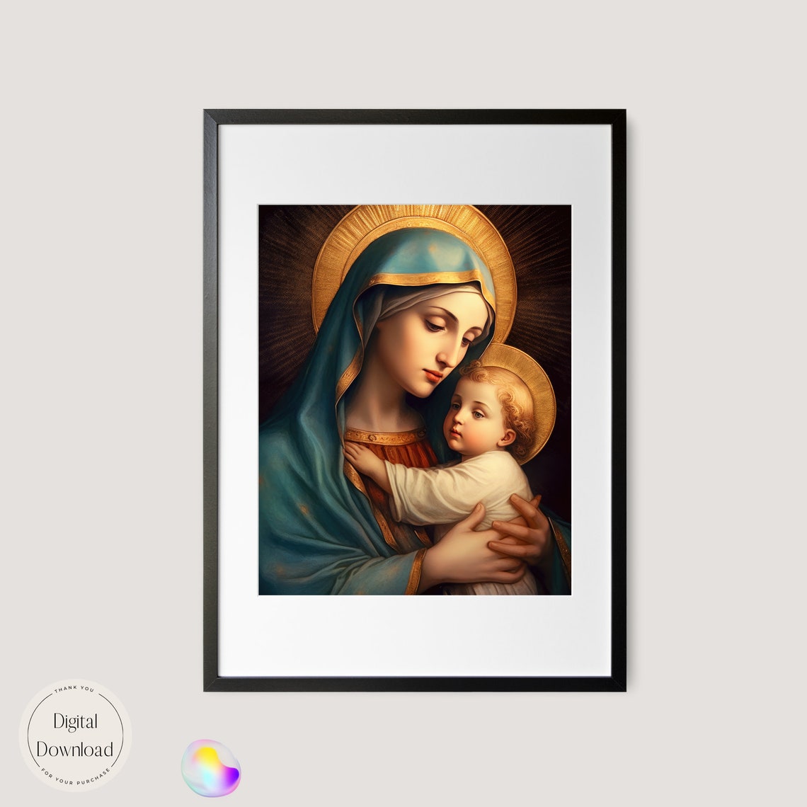 Mother Mary and Baby Jesus Printable Art 24 Instant Download Catholic ...