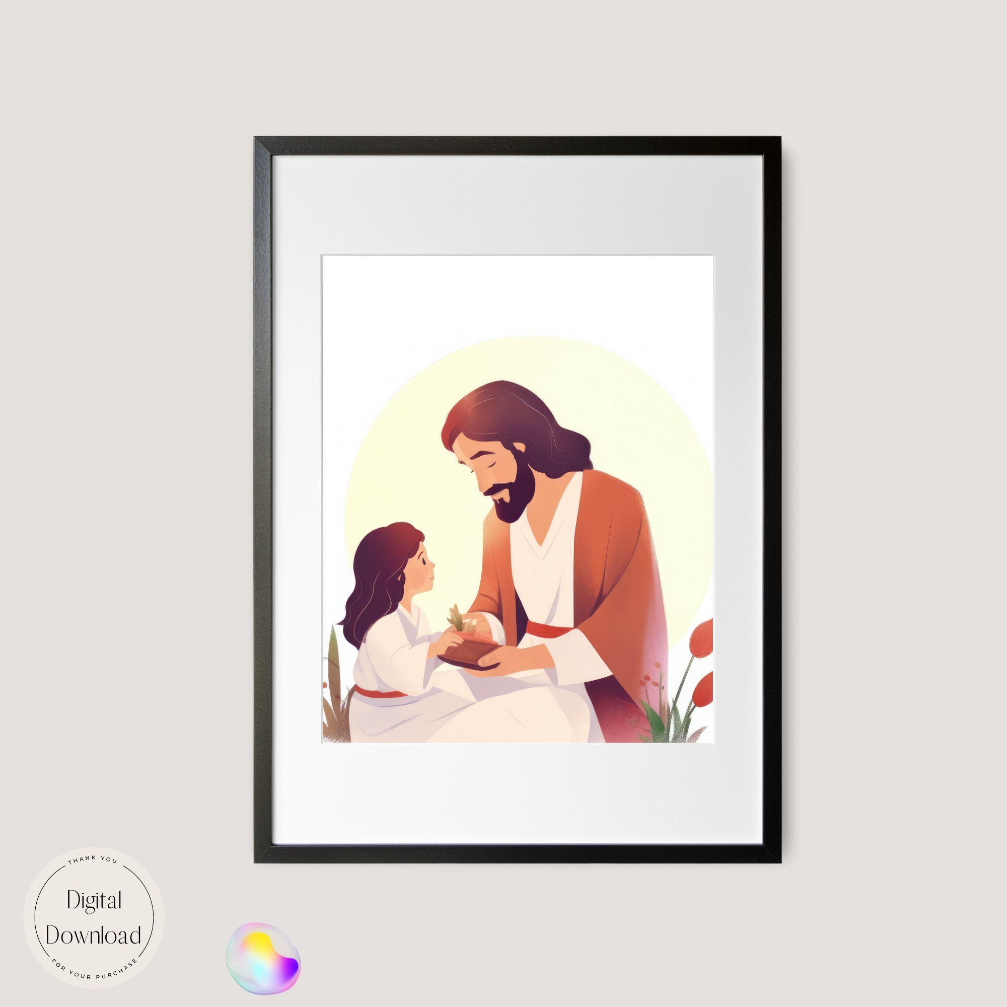 Jesus Christ and Children Religious Printable Art 93 Instant Download ...