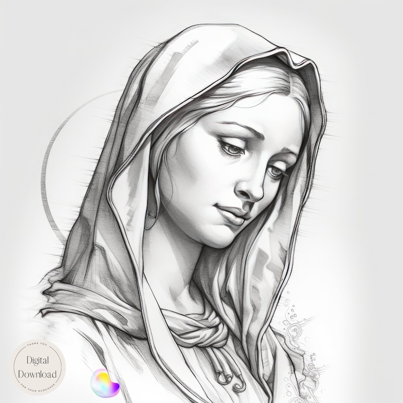 Spiritual Mary Portrait Printables | Mother Mary Religious Printable ...