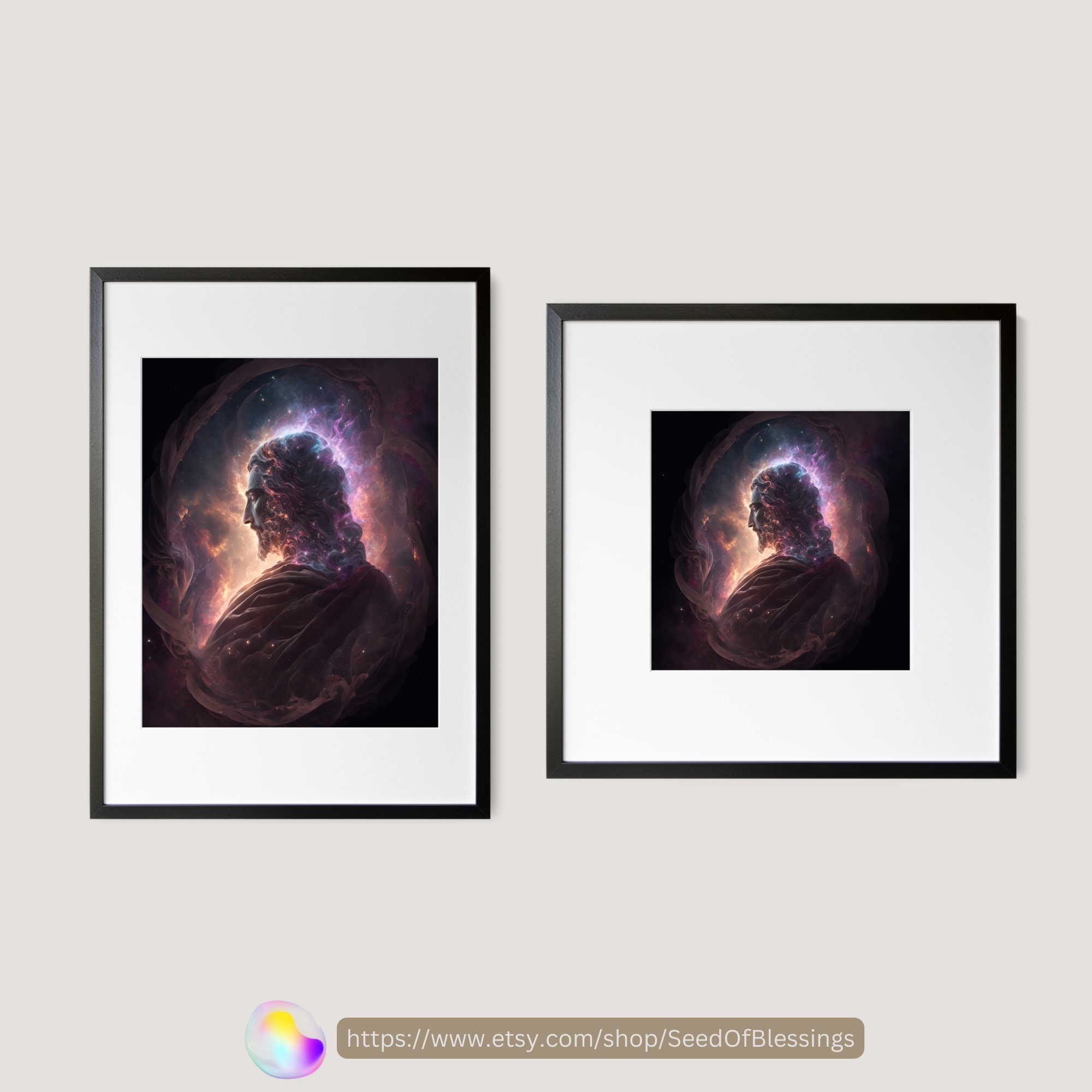 Jesus Christ Portrait Illustration Poster Galaxy Jesus Space Jesus ...