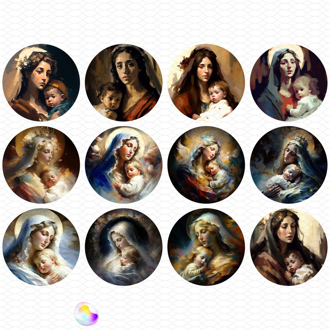 Mother Mary Holding Baby Jesus Sticker Sheet 10 Bible Study - Etsy