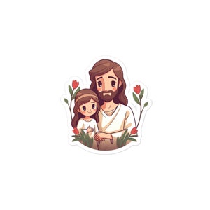 Jesus With Children Sticker, Jesus Christ Sticker Kiss-cut & Bubble ...