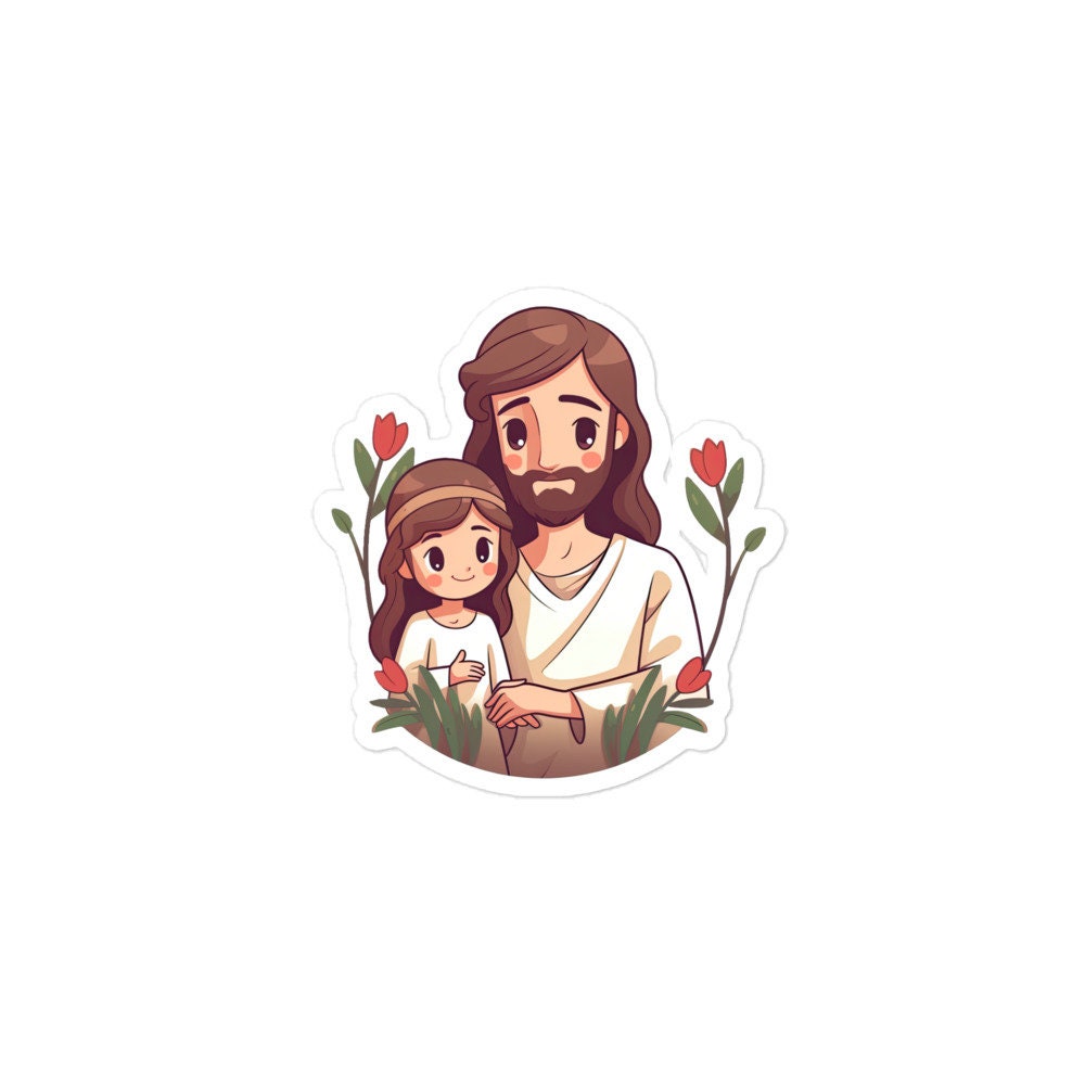 Jesus With Children Sticker, Jesus Christ Sticker Kiss-cut & Bubble ...