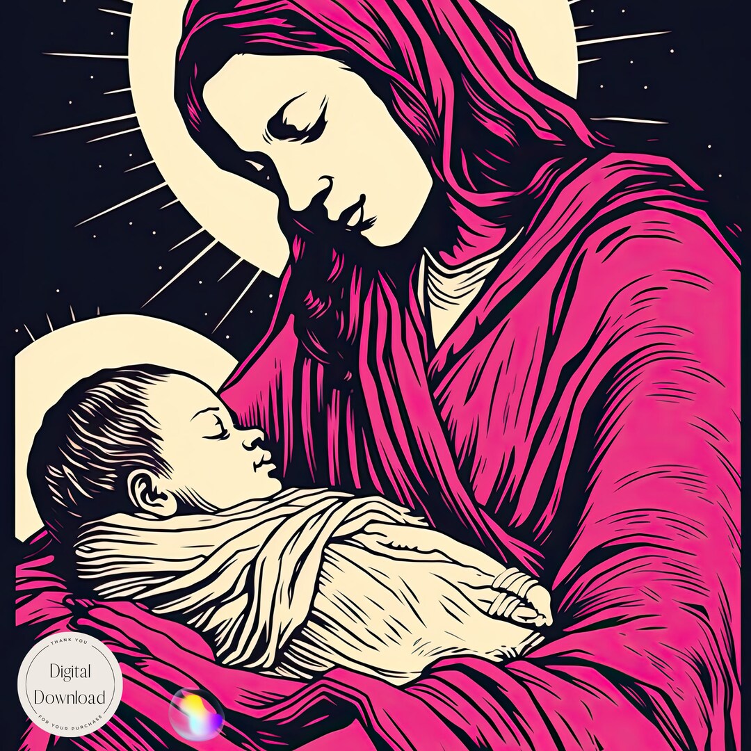 Mother Mary and Baby Jesus Printable Art 85 | Instant Download ...