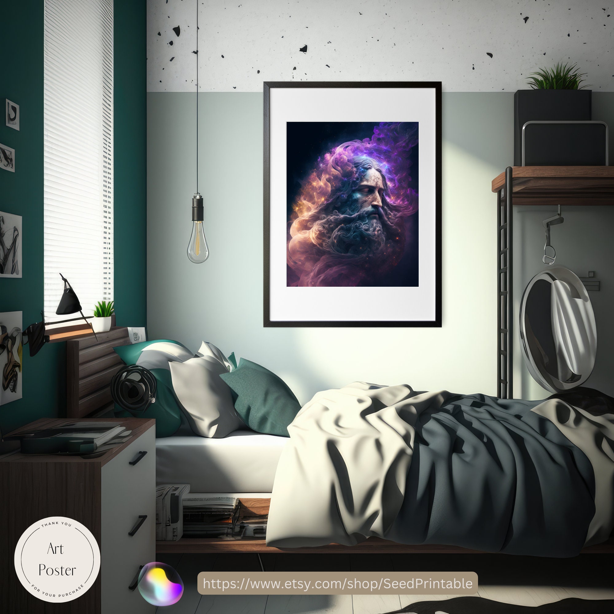 Jesus Christ Portrait Illustration Poster Galaxy Jesus Space Jesus ...