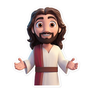 Cute Jesus, Chibi Jesus, Cartoon Jesus Sticker Kiss-cut & Bubble-free ...