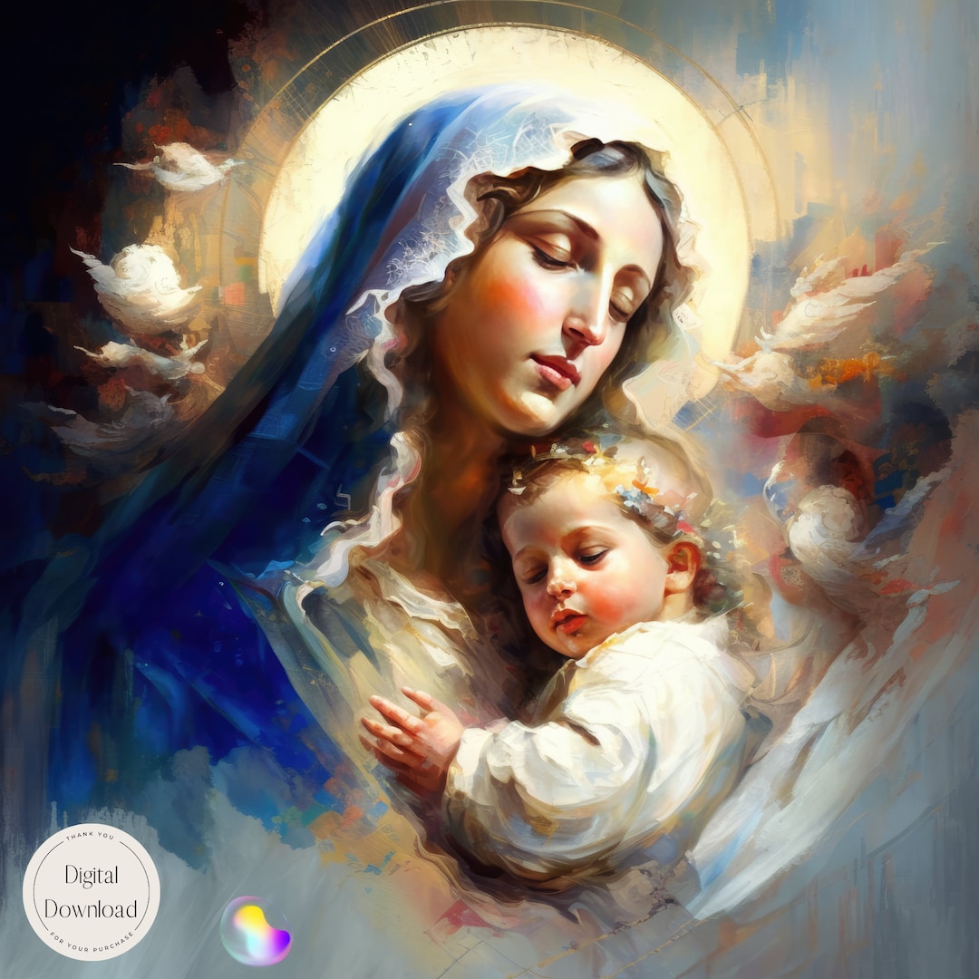 Marian Symbolism Inspirational Art Mother Mary Religious Printable Art ...
