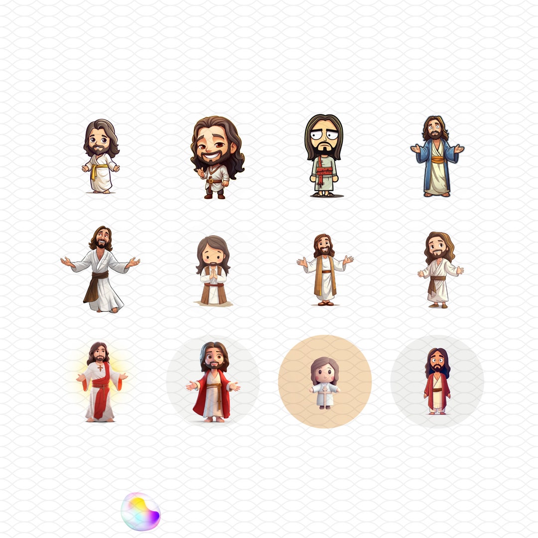 12x Cute Chibi Jesus Christ Sticker Sheet - Circle Stickers 57 | Ideal ...
